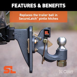 CURT 48420 Replacement SecureLatch 2 Pintle Ball (10,000 lbs, 1-1/4 Shank)