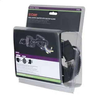 CURT 57102 Dual-Output Adapter with Backup Alarm (4-Way Flat to 7-Way ...