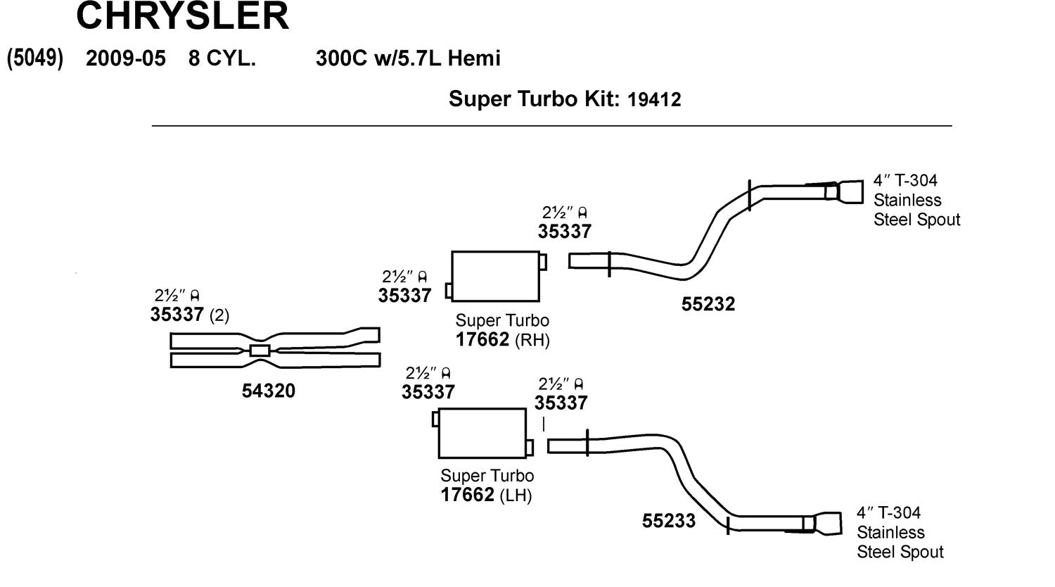 Dynomax 19412 Dynomax Super Turbo Dual System