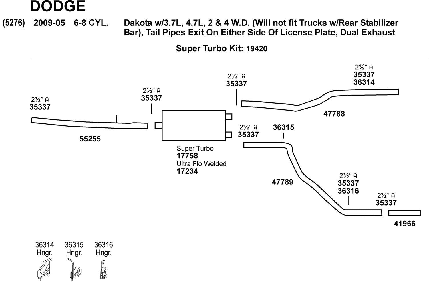 Dynomax 19420 Dynomax Super Turbo Dual System
