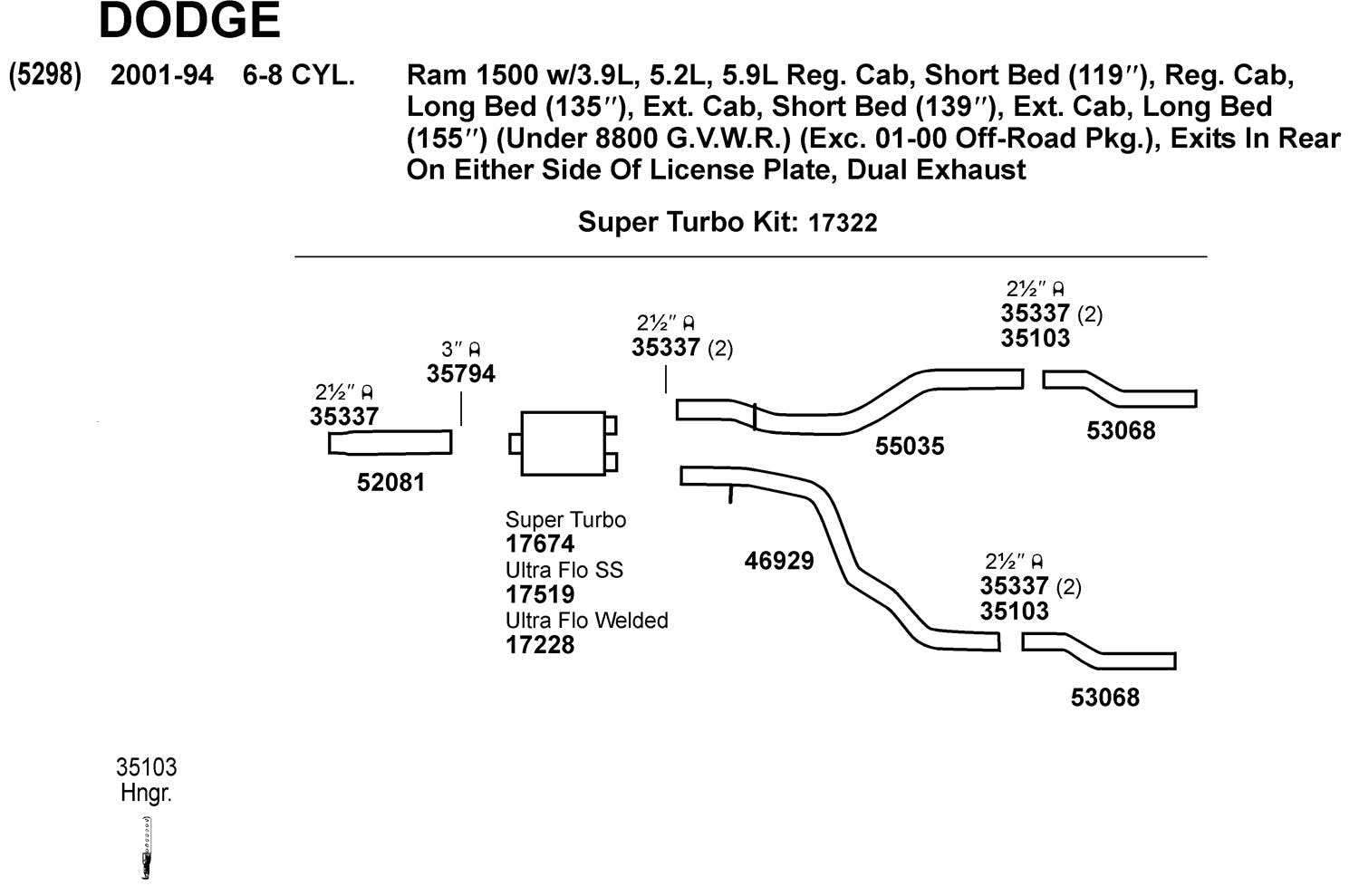 Dynomax 17322 Dynomax Super Turbo Dual System