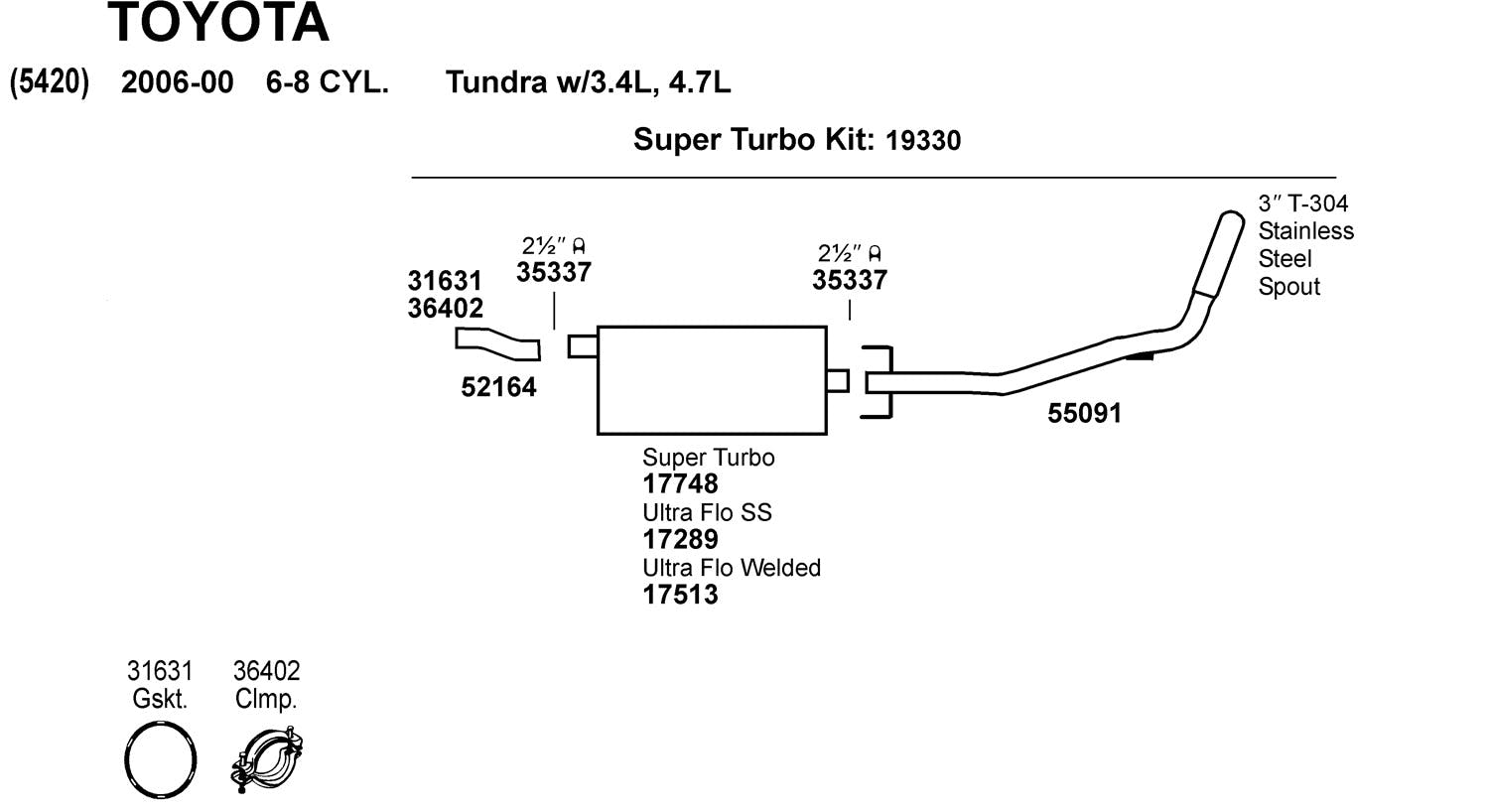 Dynomax 19330 Dynomax Super Turbo Single System