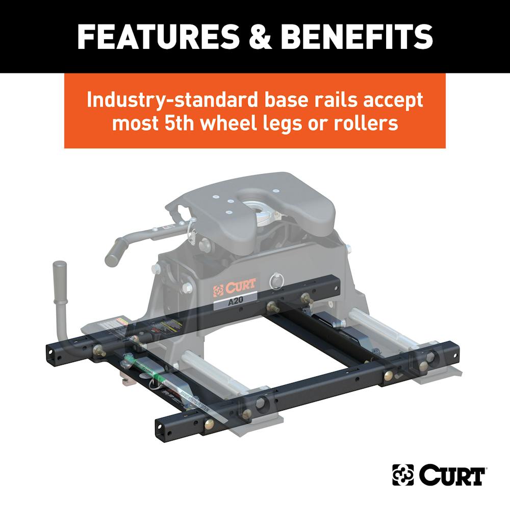 CURT 16027 Puck System 5th Wheel Adapter with Rails, Select Chevy, Ford ...