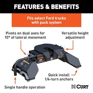 CURT 16031 E16 5th Wheel Hitch, Select Ford F-250, F-350, F-450, 8' Bed ...