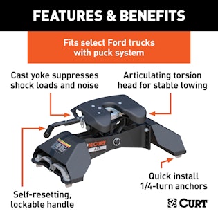 CURT 16036 A25 5th Wheel Hitch, Select Ford F-250, F-350, F-450, 8' Bed ...