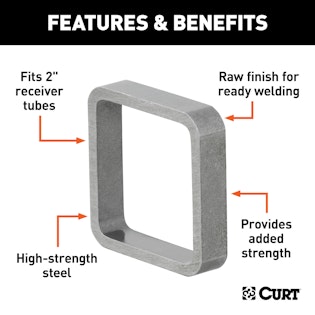 CURT 49770 Raw Steel Receiver Tube Reinforcement Collar (Fits 2 Receiver)