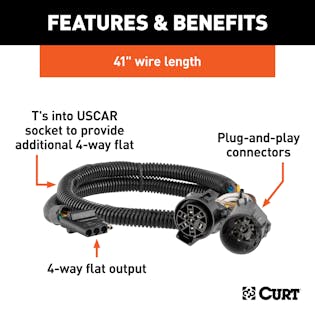 CURT 55384 Replacement OE 4-Way Flat Socket (T's into USCAR)