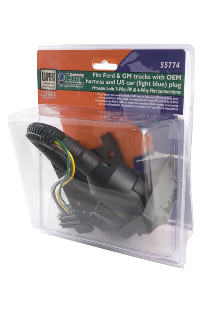 CURT 55774 Dual-Output 7 & 4-Way Connector (Plugs into USCAR)