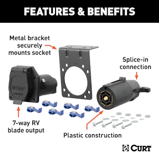 CURT 58152 7-Way RV Blade Connector Plug & Socket with Hardware (Packaged)
