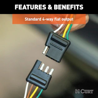 CURT 58381 4-Way Flat Connector Plug & Socket with 12 Wires (Packaged)