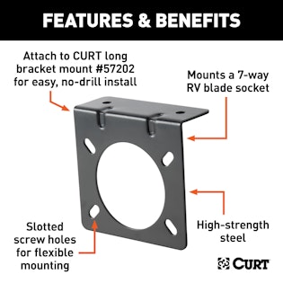 CURT 58520 Connector Mounting Bracket for 7-Way USCAR Socket