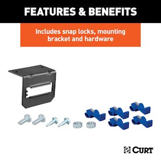 CURT 58545 5-Way Flat Connector Socket with Hardware (Vehicle Side ...