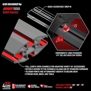 Go Rhino 5935071T SRM500 Dual Rail Kit for 75" Long x 52" Wide Long ...