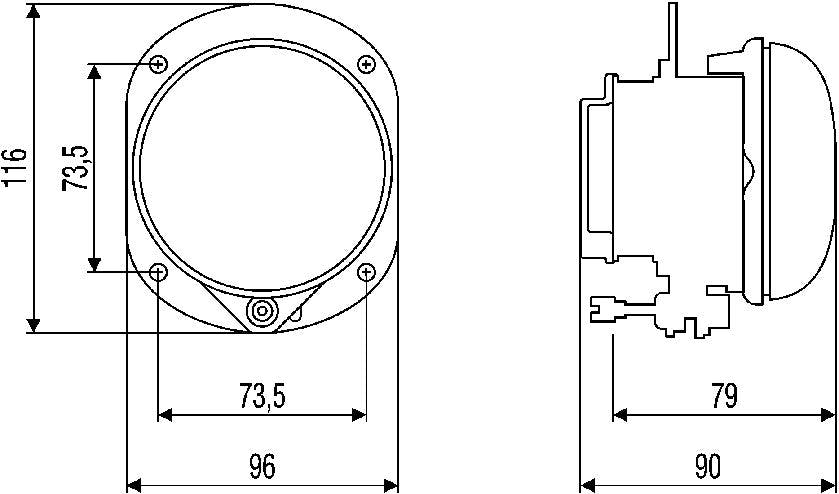 Hella Inc 008582007 90mm Single Fog Lamp Module with Mounting Frame