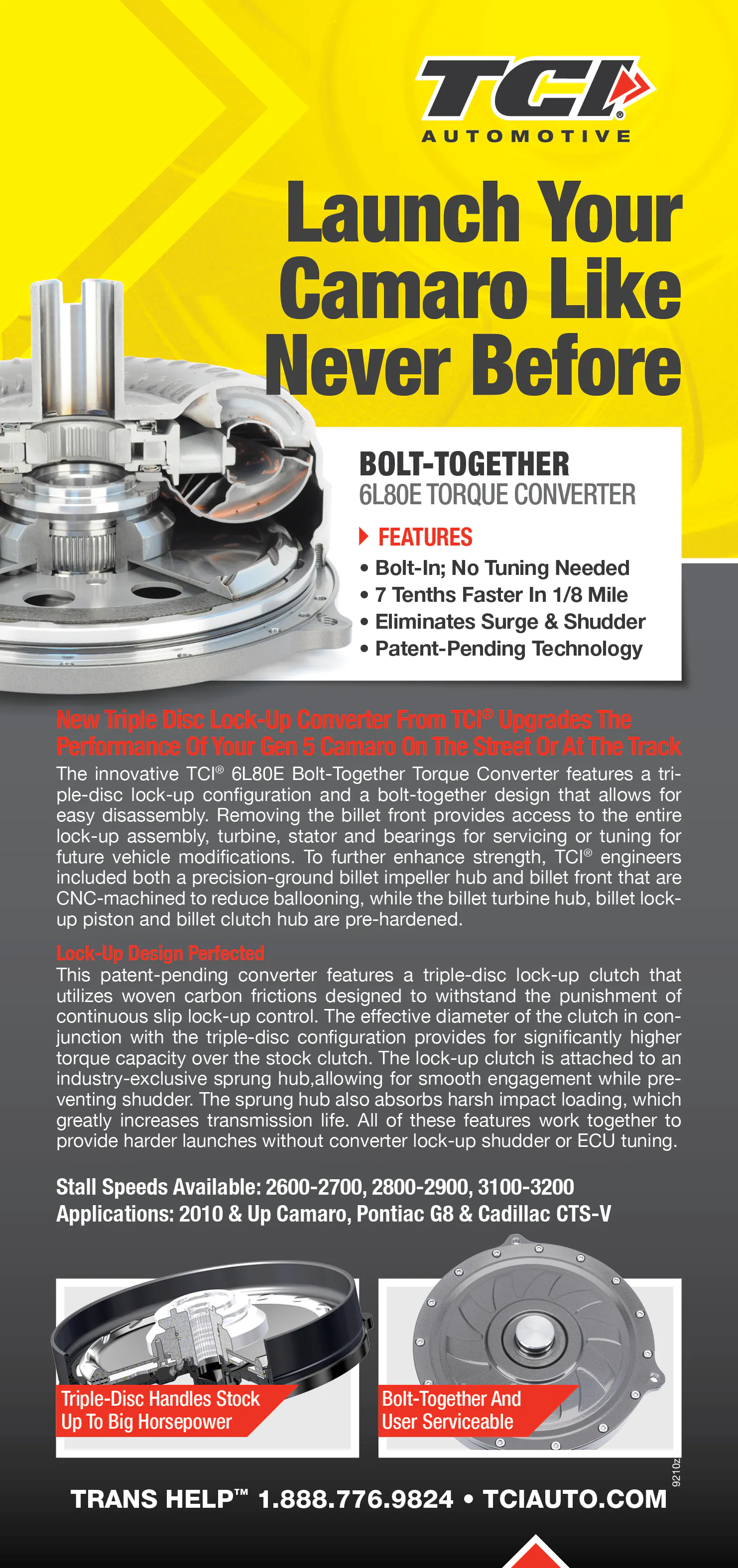 TCI Automotive 242972 6L80E 2600-2700 Stall Triple-Disc Bolt-Together ...