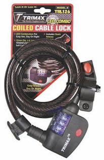 Trimax TRL126 Led Lighted Medium Security Resettable Combo with Bracket - Coiled 6' X 12m
